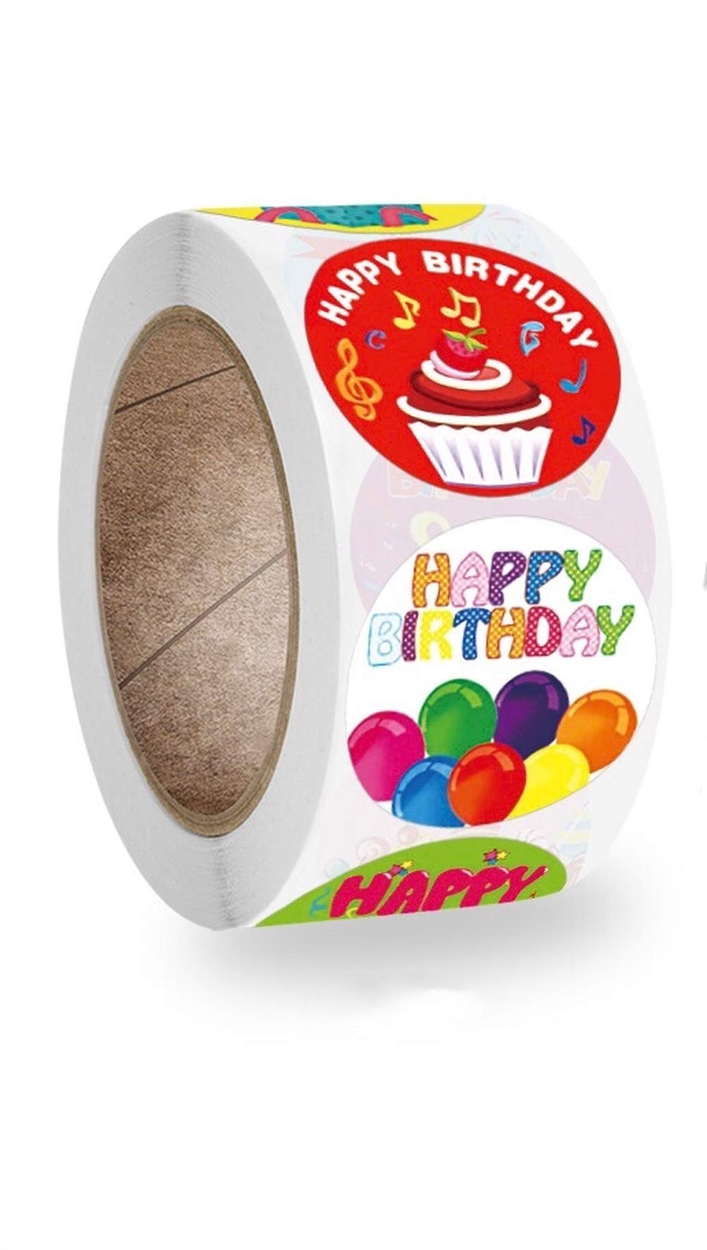 Happy Birthday Stickers 1'' Circle Labels Letters 500 Per Pack New Roll Handicraft Decoration Happy Birthday Sealing Sticker Envelope Wedding Celebration 8 Different Designs Decoration