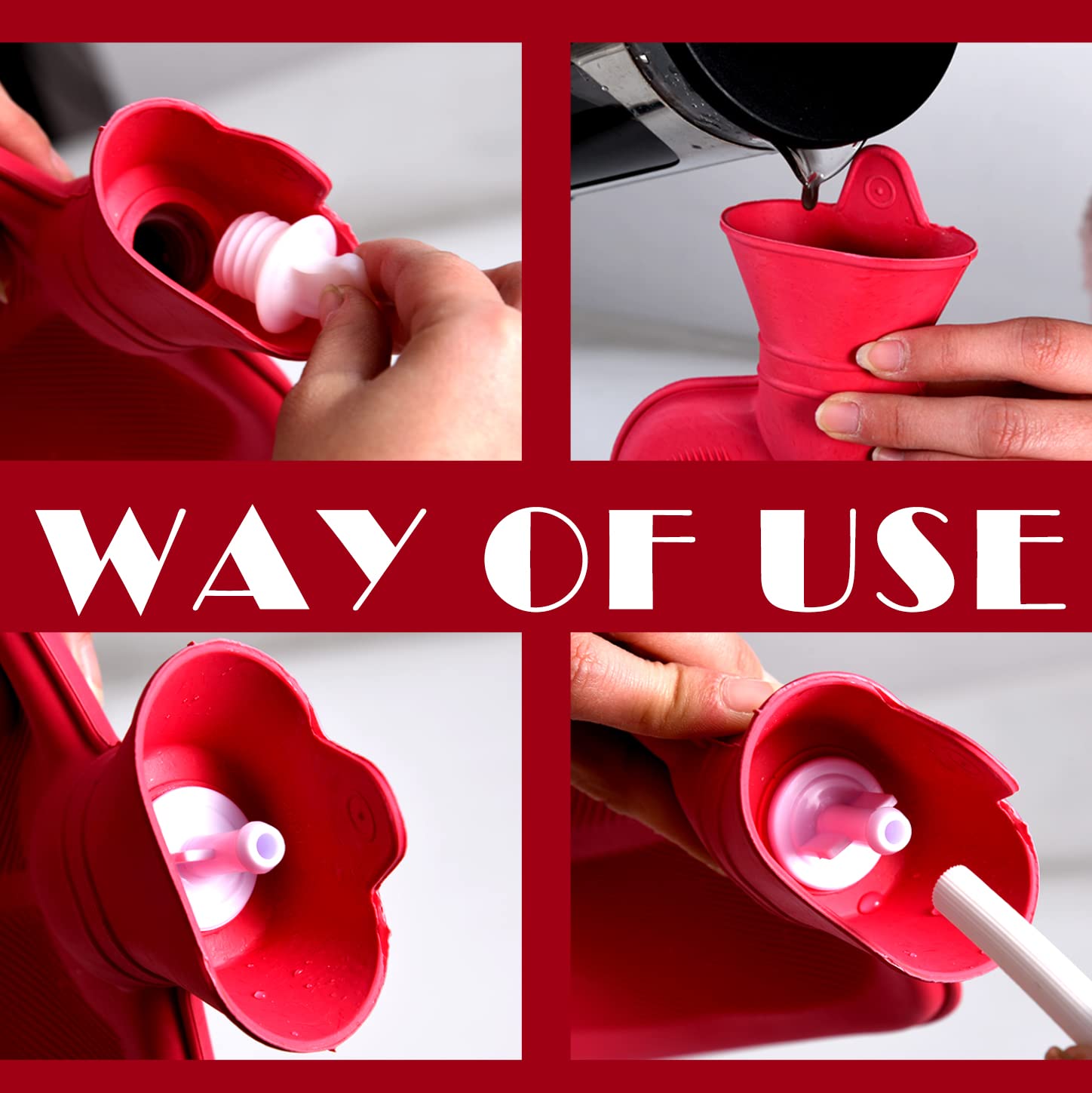 2 L Enema Bag ,Coffee Enema Bag Kit with 5.0 ft. Long Silicone Hose ,2 Multi-Size Reusable Tips, Controlable Water Flow Valve- Coffee, Shower, Douche & Home Adult Enema Kit(RED)