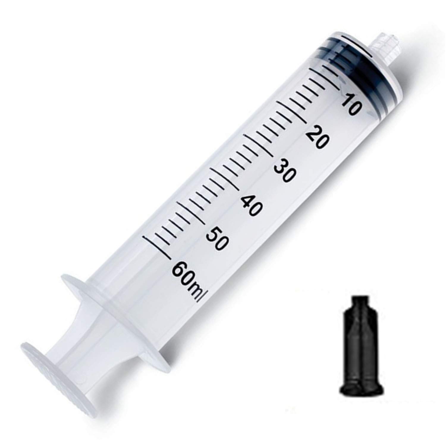 5 Pack 60ml Syringes luer Lock with Caps, Plastic Syringe for Scientific Labs and Liquid Dispensing Metric Multiple Uses