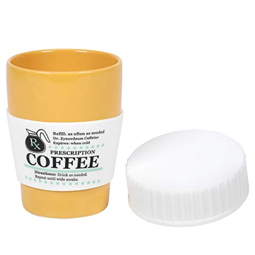 Enesco Our Name is Mud Prescription Travel Coffee Mug and Lid Set, 12 Ounce, Multicolor