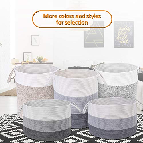 VOYSIGN Cotton Rope woven Basket Large size 16"x16"x17.7"- can be used for organization and storage, Baby Laundry Baskets, Woven Blanket Baskets, Storage bins