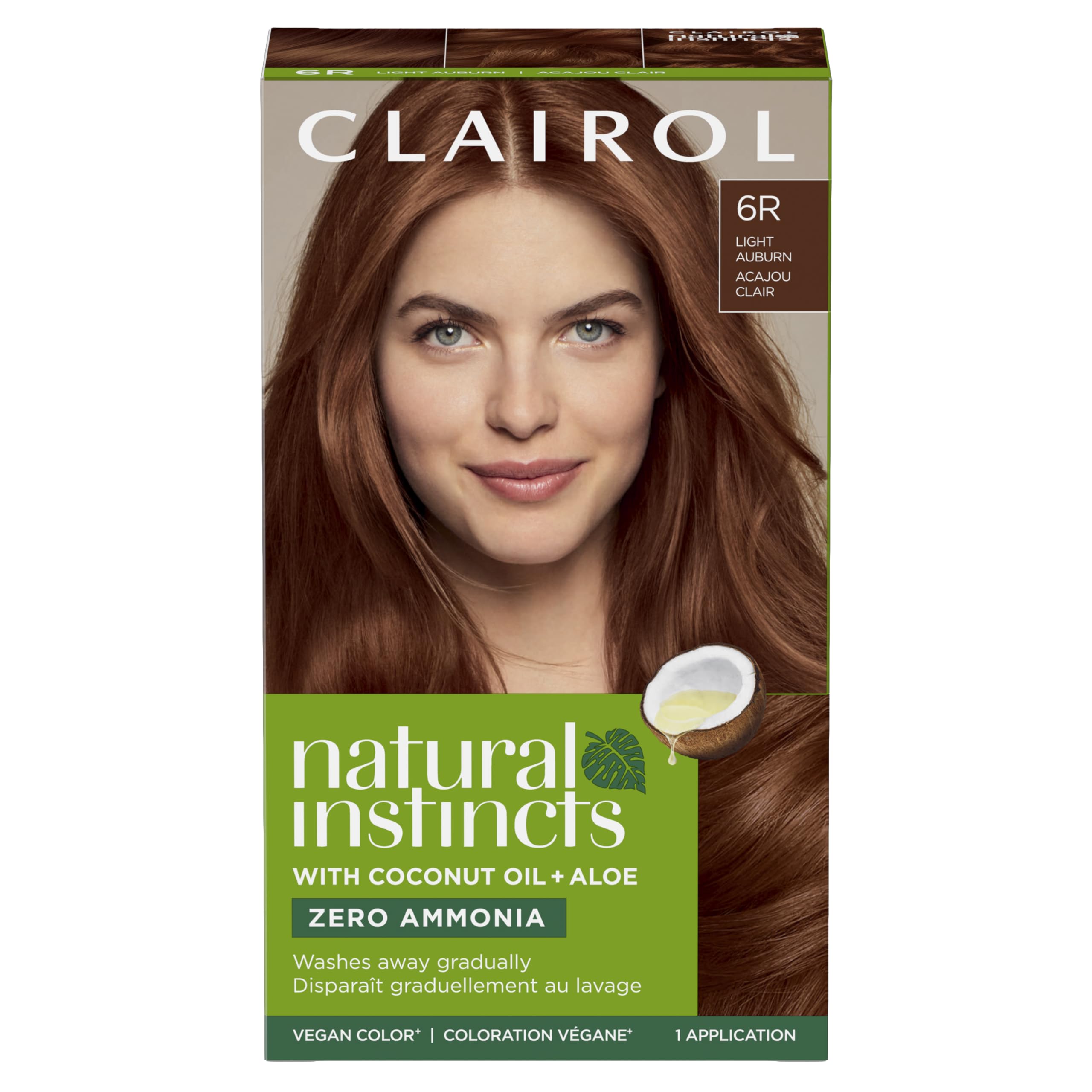 Clairol Natural Instincts Demi-Permanent Hair Dye, 6R Light Auburn Hair Color, Pack of 1