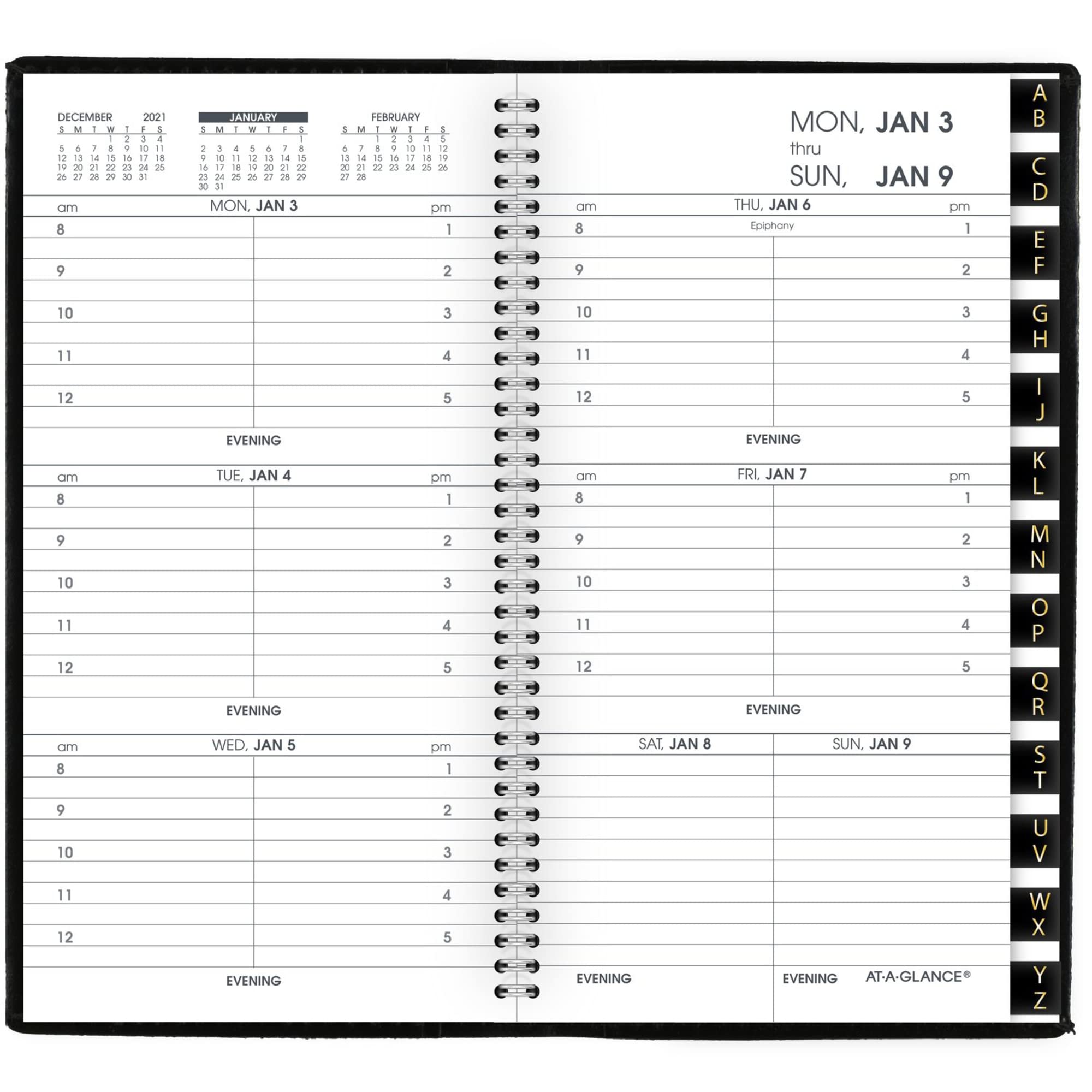 2022 Pocket Calendar by AT-A-GLANCE, Weekly Planner, 3-1/4" x 5-3/4", Pocket Size, Designer Cover, Black (7040205)