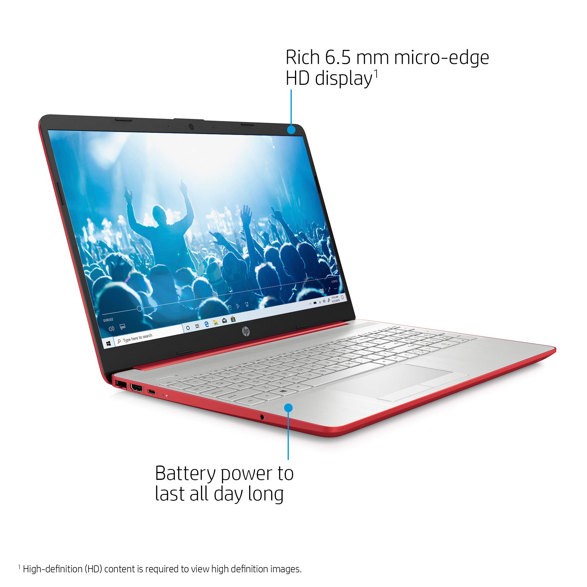 HP 15.6" HD LED Laptop, Intel Pentium Gold 6405U Processor, 4GB RAM, 500GB HDD, Webcam, Intel UHD Graphics, Bluetooth, HDMI, WiFi 5, Windows 10, Red, W/IFT Accessories