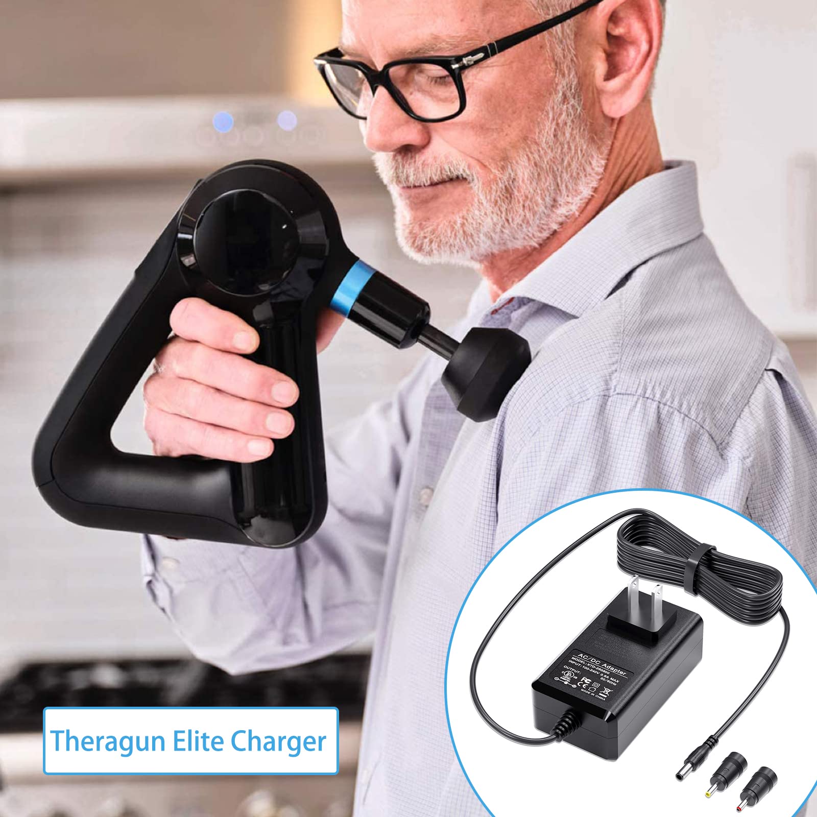 20V Massage Gun Charger for Theragun Elite, Theragun PRO G4, G3, G3PRO, G3-PRO AC Power Cord Adapter for Theragun Elite Charger Replacement Muscle Treatment Massage Gun
