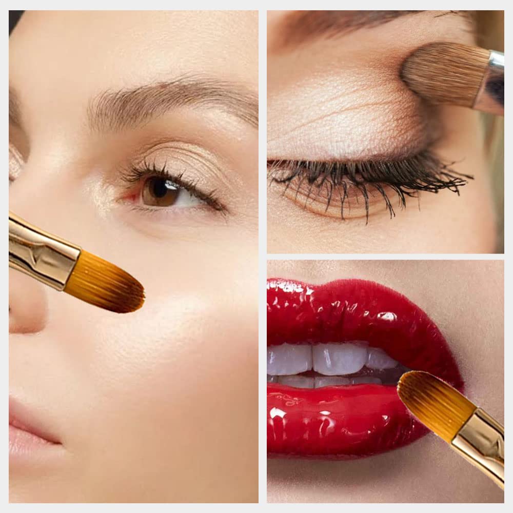4 Pieces Gradient Retractable Lip Brush Lipstick Eyeshadow Foundation Makeup Brush, Lip Concealer Brush, Portable Dual End Travel Brush Tool with Cap for Lipstick Gloss Smear