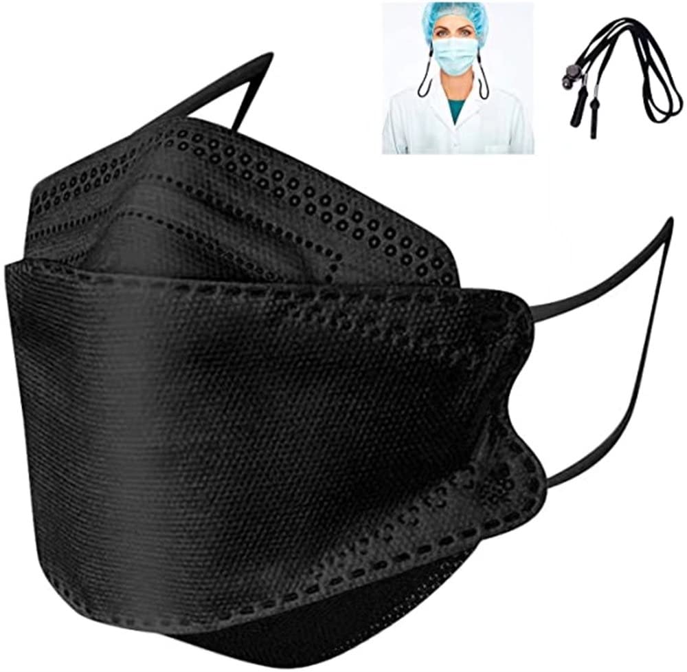 KF94 Mask - 50 PCS - 4 Ply Breathable Comfortable Safety Mask - 3D Structure Black Masks for Adults