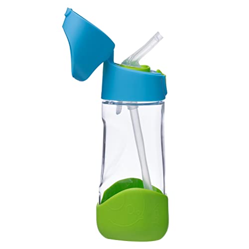 b.box 15oz Tritan Drink Bottle: Modern Water Bottle with Flip Straw for Toddlers & Kids. Spill Proof, Leak Proof, BPA Free. Great for School/Daycare or Next Step after Sippy Cups (Ocean Breeze)