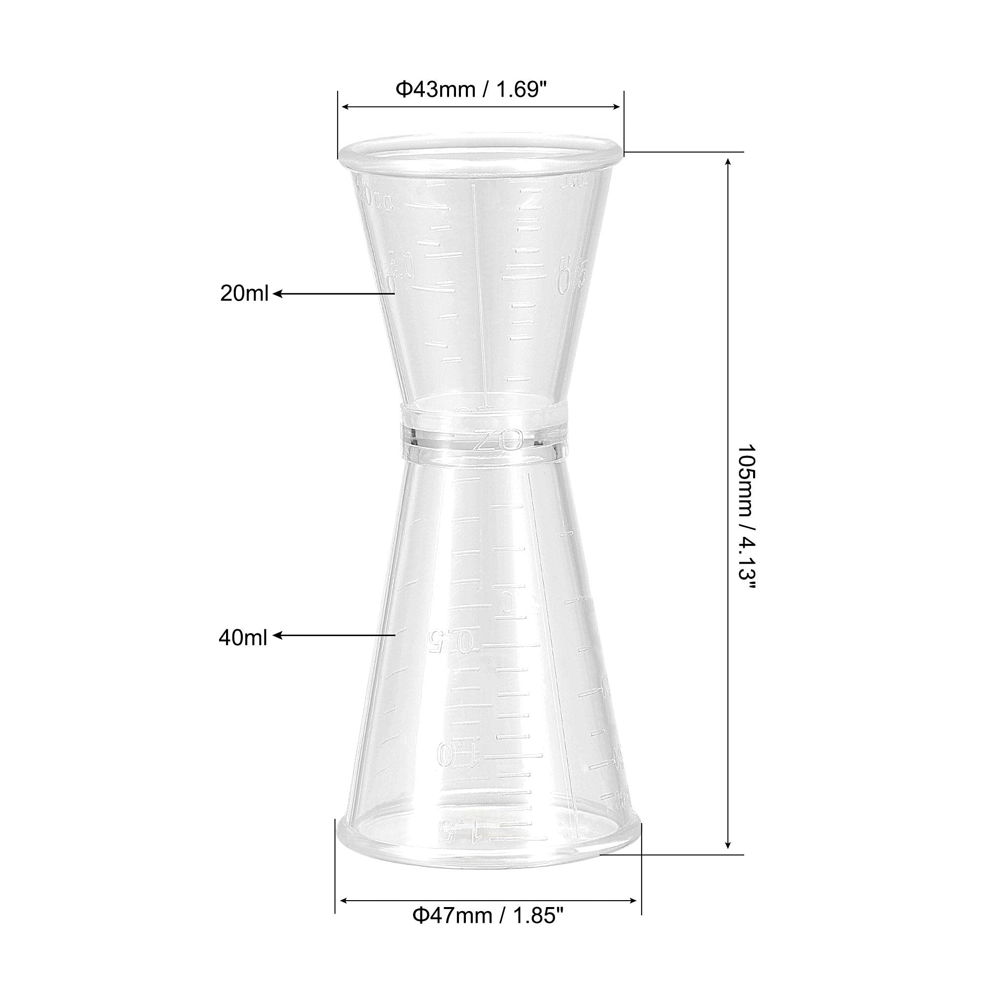 uxcell Measuring Cup 40ml/20ml PC Plastic Double Head Beaker Clear for Lab Kitchen Liquids 6Pcs
