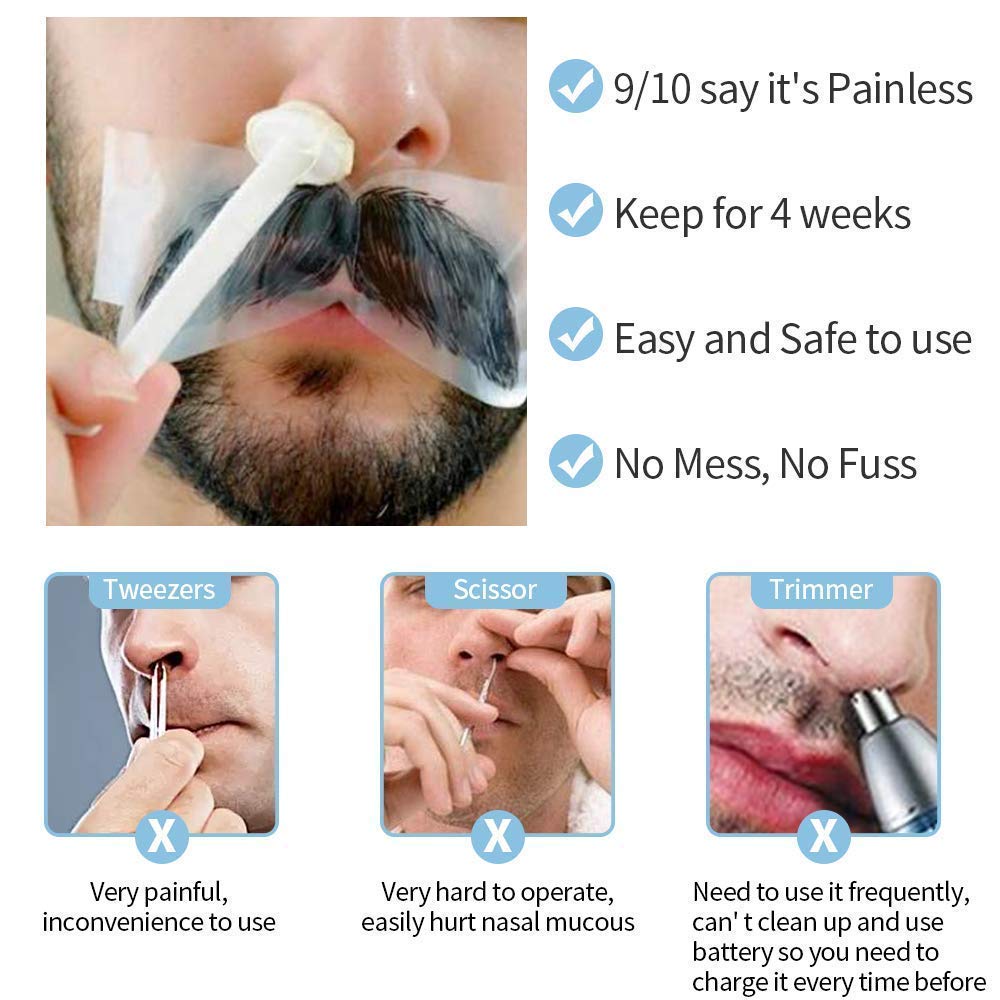 DecBlue Nose Wax Sticks - 60Pcs Plastic Nasal Cleaning Applicators for Painless Nostril and Eyebrow Hair Removal for Men and Women