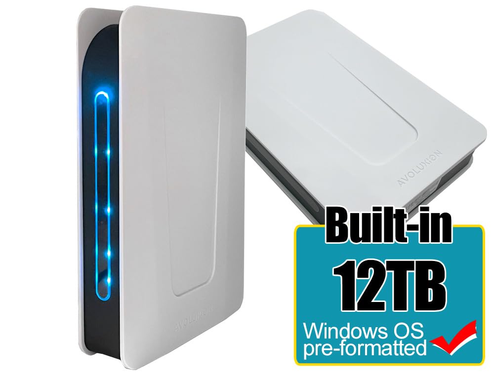 Avolusion PRO-T5 Series 12TB USB 3.0 External Hard Drive for WindowsOS Desktop PC/Laptop (White) - 2 Year Warranty