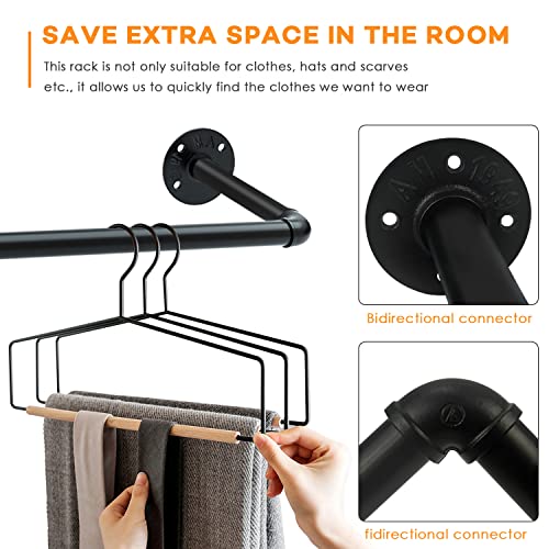 ERYTLLY Industrial Pipe Clothes Rack 36.2β,Multi-purpose Wall Mounted Iron Garment Rod,Heavy Duty Detachable Hanging Clothes Rack for Closet Rod,Black