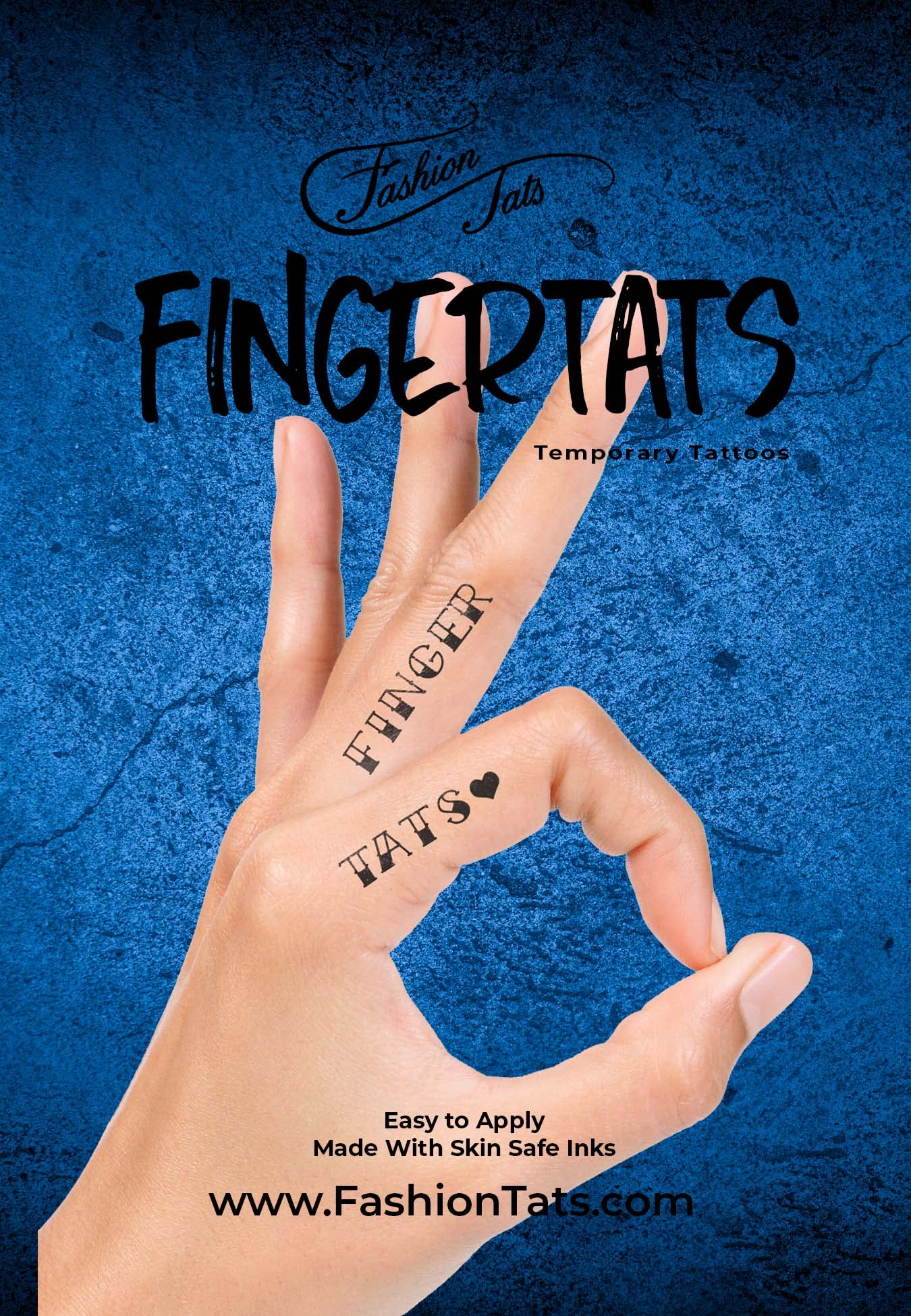 FashionTats Finger Tats Temporary Tattoo Letters (10 Pack) | Skin Safe | MADE IN THE USA | Removable