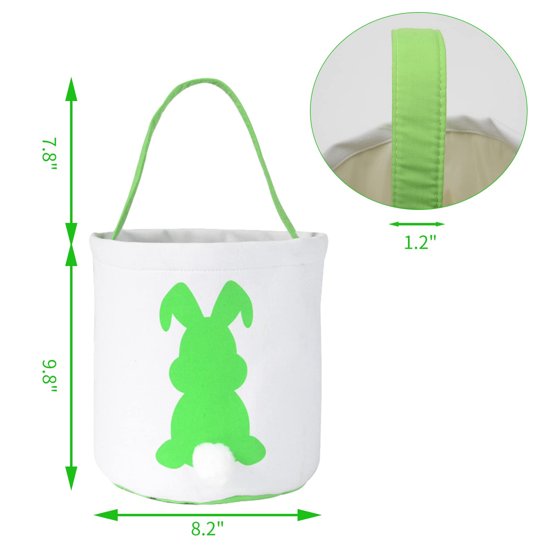 5 Pcs Easter Bunny Basket Bags, Canvas Easter Tote Bags for Kids Gift Bunny Ear Tote Bags Rabbit Ears Design Baskets for Kid's Egg Hunting Party Decoration Toys