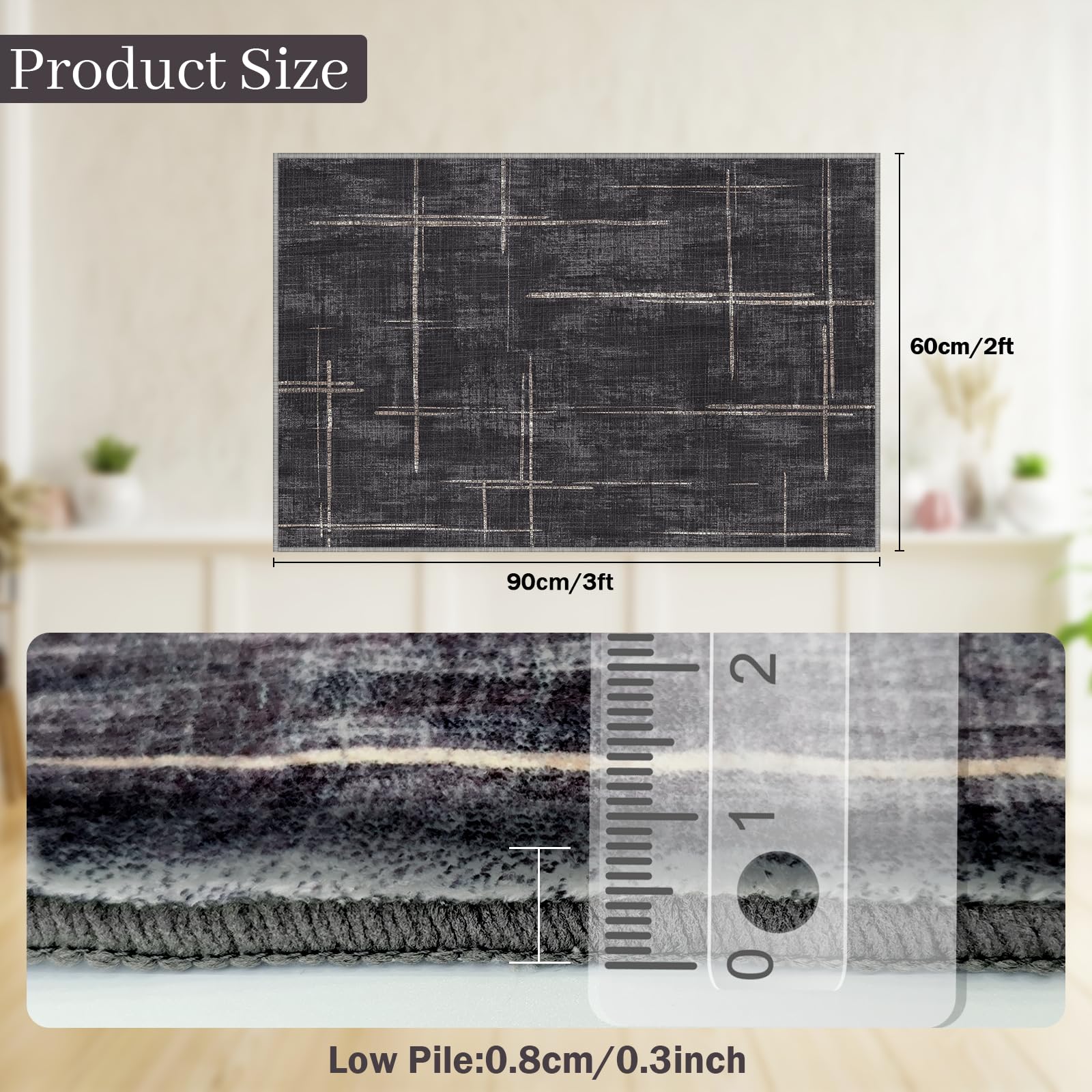 3'x5' Area Rug for Living Room Non-Slip,Machine Low-Pile Throw Soft Washable Area Rugs,Pink Rug for Bedroom Kitchen Dining Room Laundry