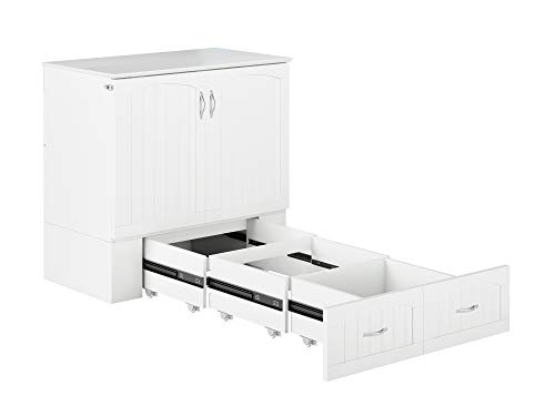 AFI Southampton Murphy Bed Chest with Charging Station, Twin XL, White