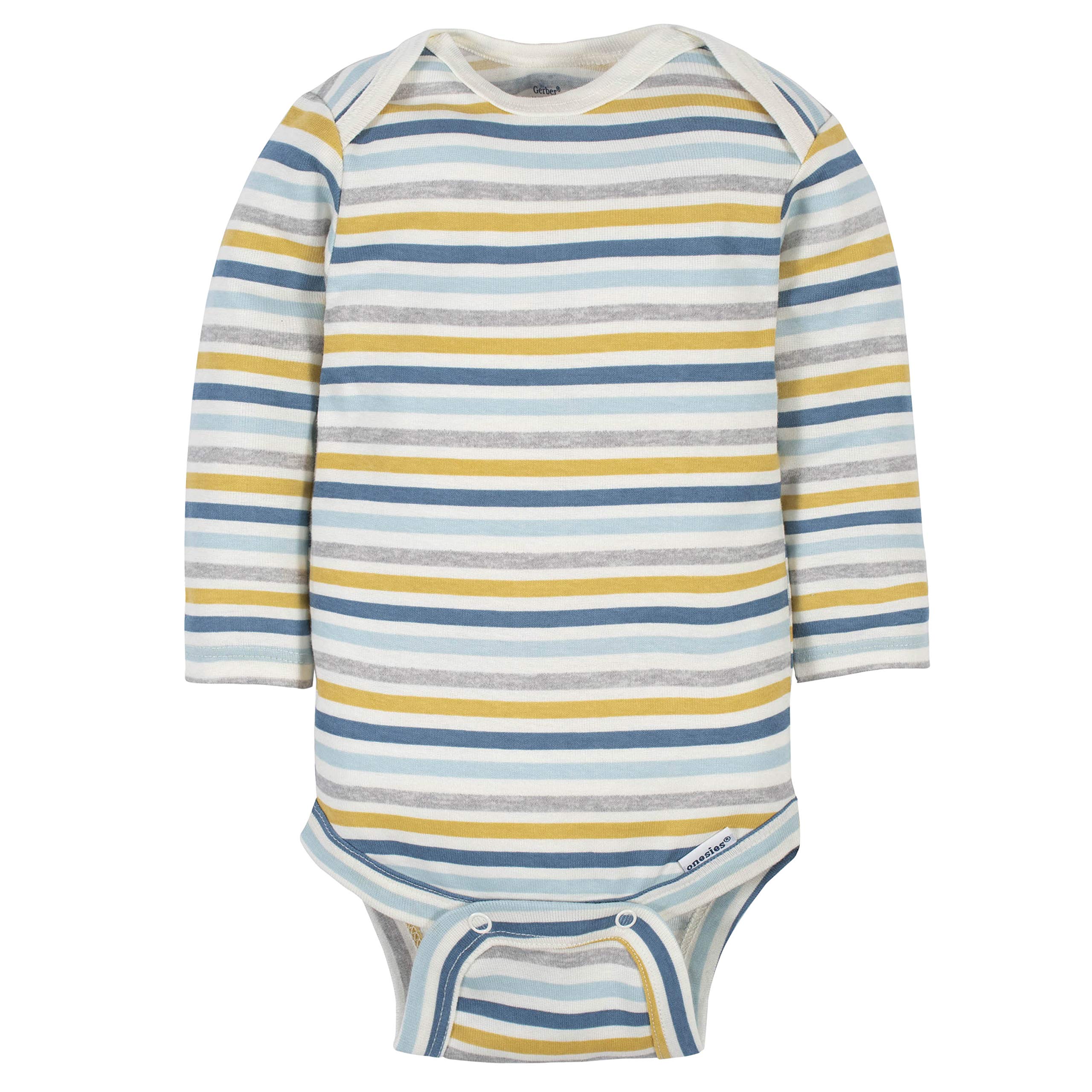Gerber Baby Boys' 6-Pack Long-Sleeve Onesies Bodysuit, Dinosaur Blue, 12 Months