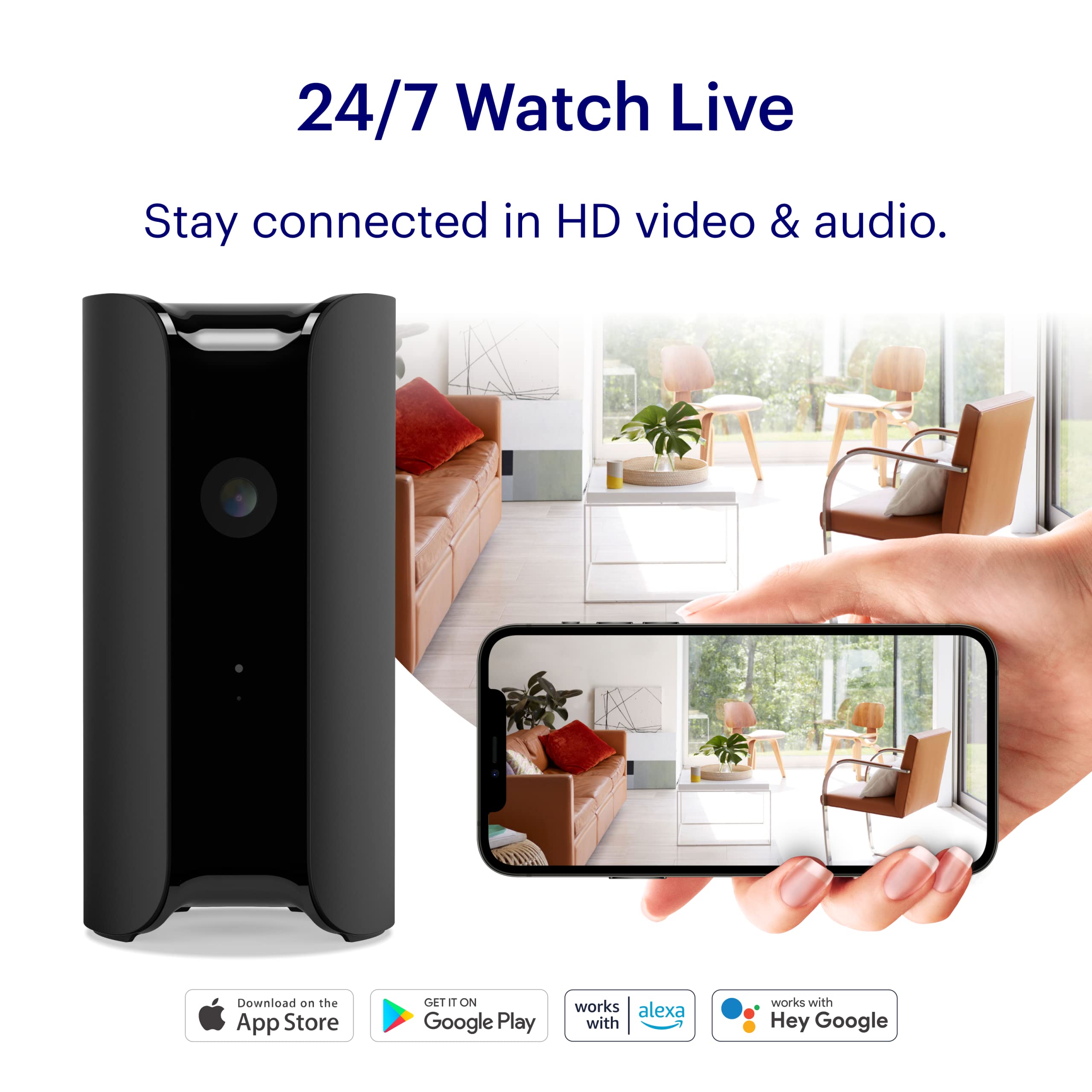 CANARY View: Indoor Security Camera | Home Monitoring, WiFi, Wide-Angle Lens, Motion Alerts, Compatible with Alexa & Google Home, Black