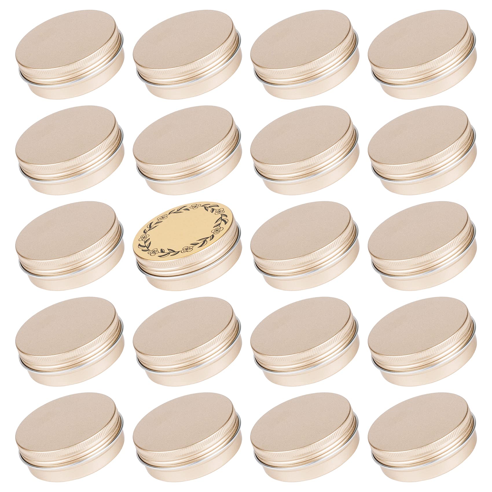 2 oz / 60ml Screw Top Aluminum Tin Jar with Screw Lid and Blank Labels - Pack of 23 (Lake Blue)