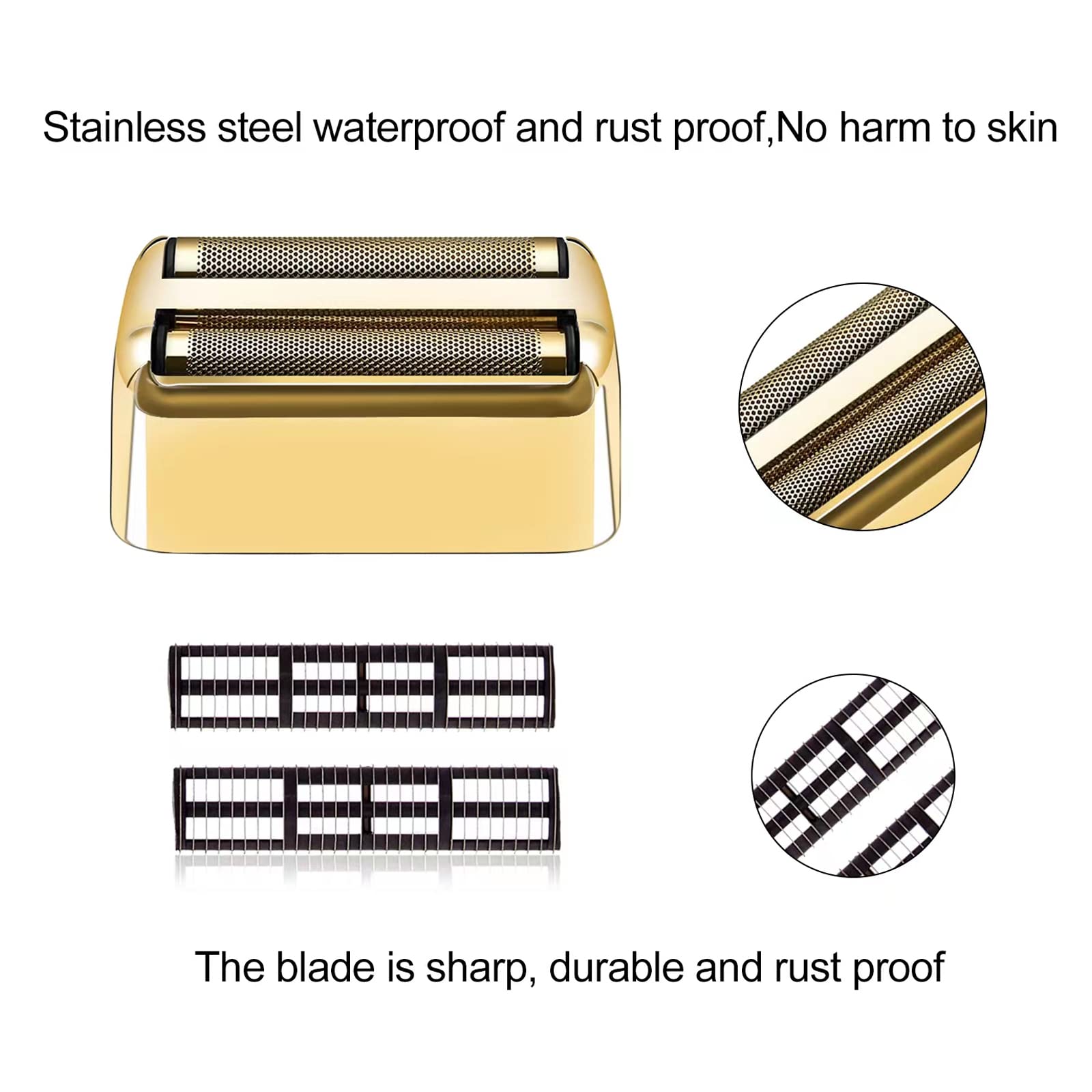 2 Pack Professional Replacement Foil and Cutters for BaBylissPRO Barberology Double Foil Shaver, Compatible with BaBylissPRO Barberology FXFS2 Shaver,Gold