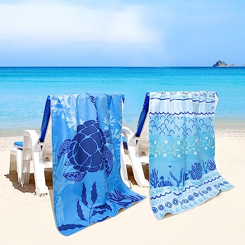 Airensky 2 Pack Microfiber Beach Towel, Oversized (72β x 36") Quick Dry Pool Towel, Sand Free Beach Towel, Super Absorbent Bath Towel, Soft Breathable and Lightweight for Beach, Swim, Hiking