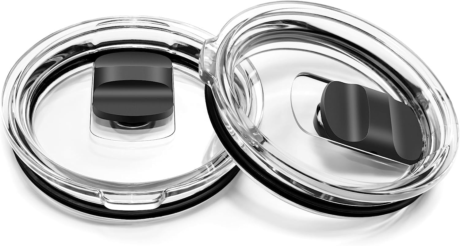 2 Pack 20 oz Magnetic Tumbler Lid, Replacement Lids Compatible for YETI 20 oz Tumbler, 10/24 oz Mug and 10 oz low ball, Magnetic Slider Switch Spill Proof Tumbler Cover, BPA Free (20oz 2pack)