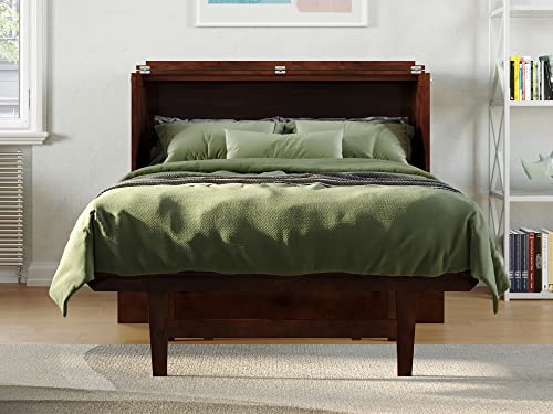 AFI, Northampton Murphy Bed Desk with Premium 6 Inch Folding Memory Foam Mattress and Built-in Charger, Full Size, Walnut