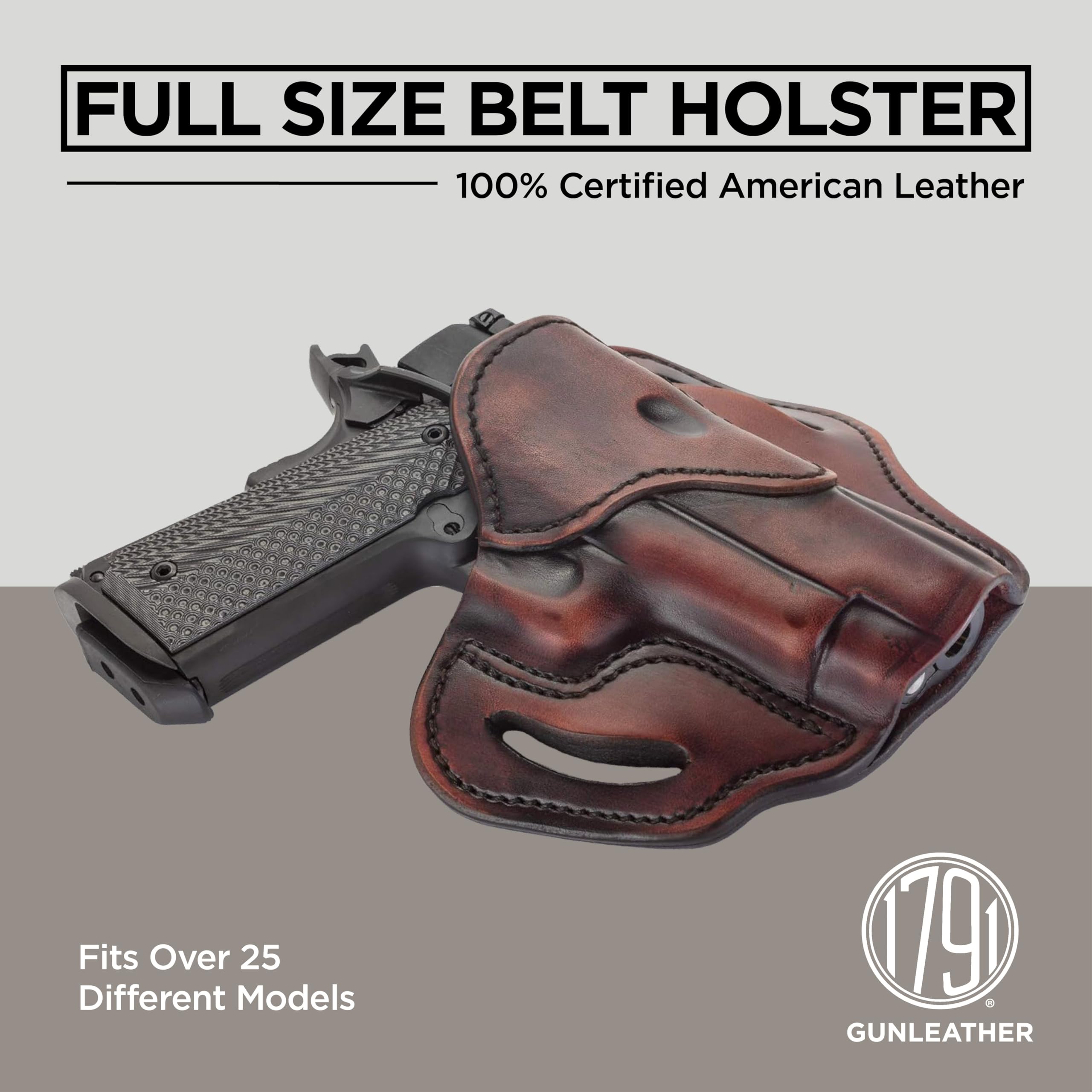 1791 GunLeather Holster for Sig Sauer P226, P220, P229 Right Hand OWB Leather Gun Holster for Belts Also fits 1911 with Rails, HK VP9, Beretta 92FS