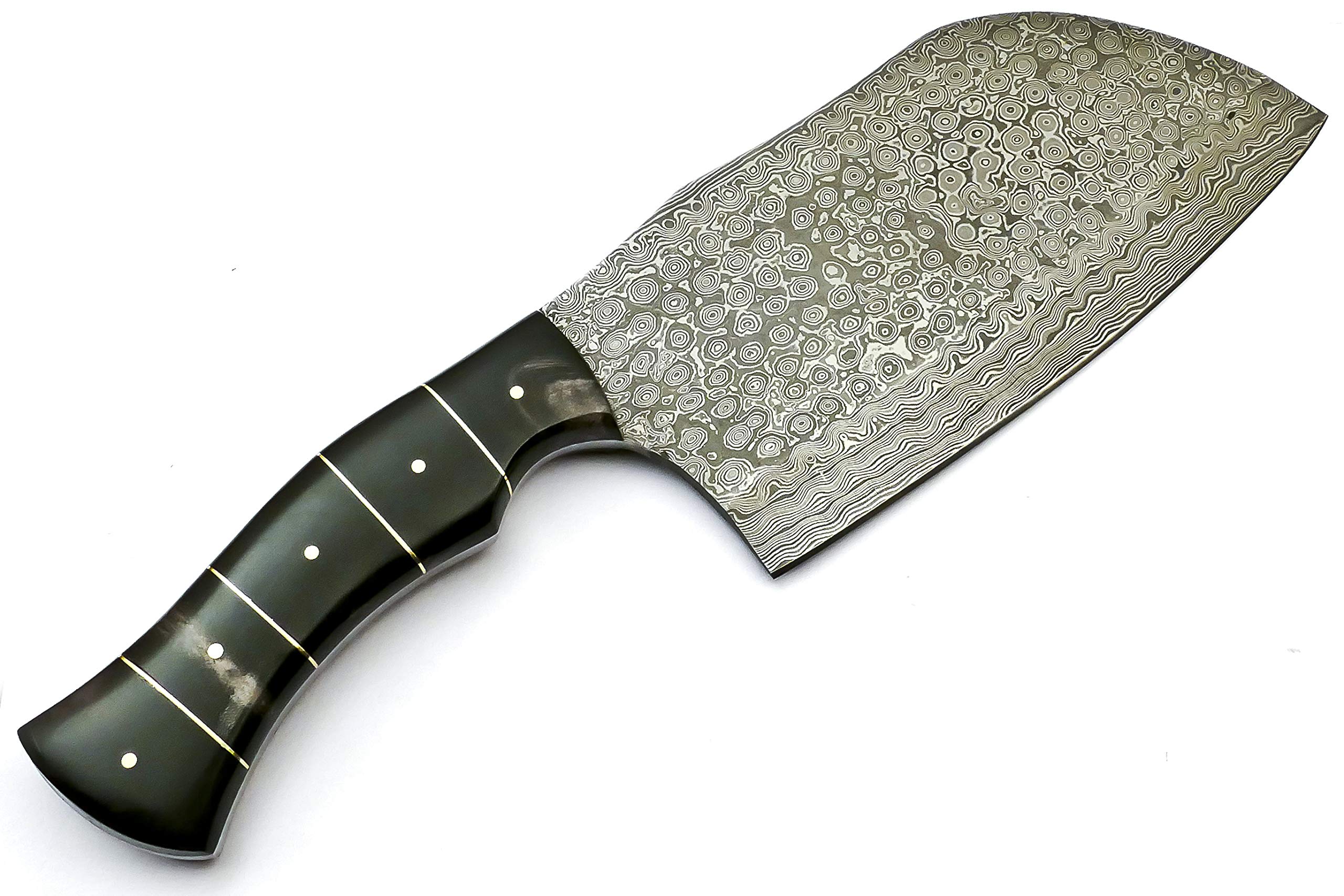 CK-104 Hand Forged 224 Layers Damascus Steel Chef's Cleaver Full Tang Horn Handle, Sharp Blade With Leather Sheath