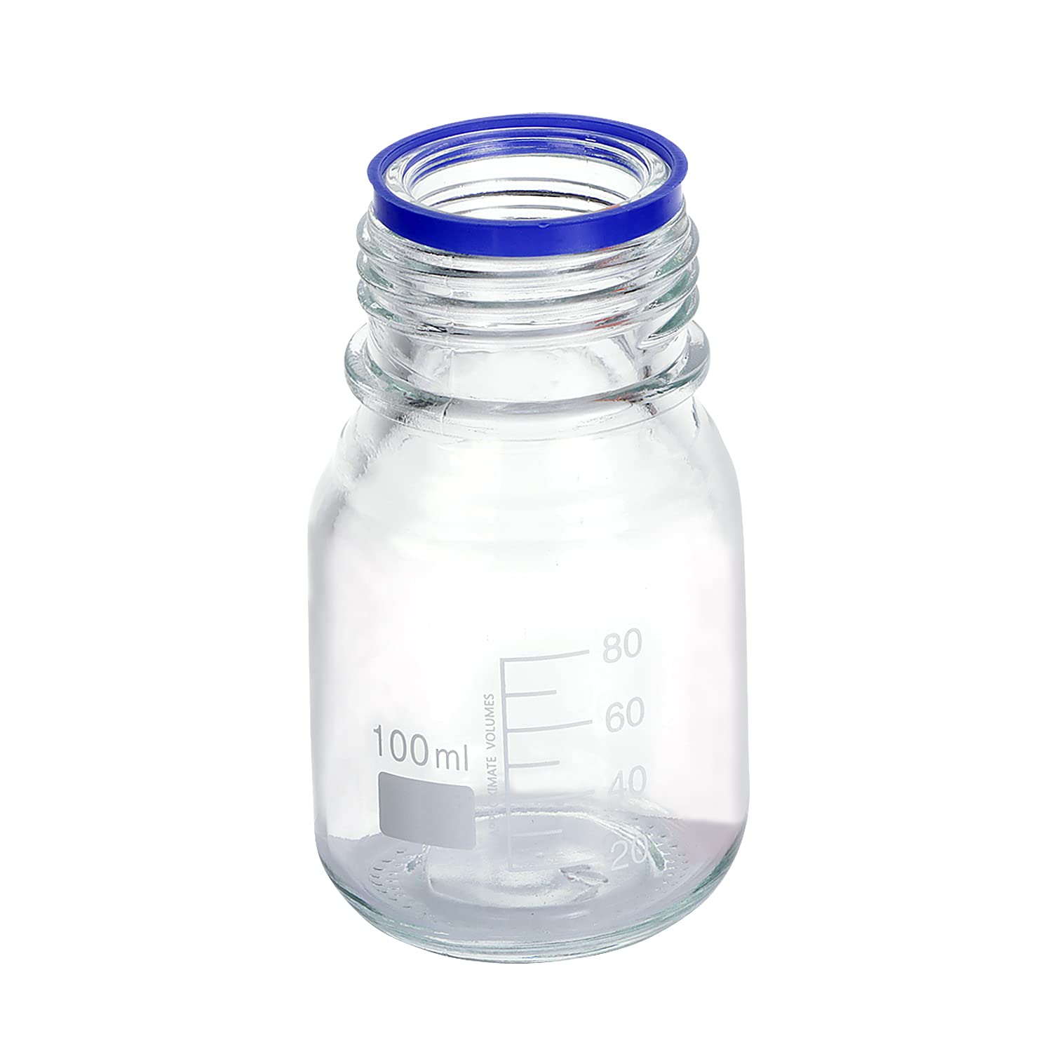 Moonetto 20 Pieces 100ml Round Graduated Lab Media Storage Glass Bottle with GL45 Polypropylene Orange Cap
