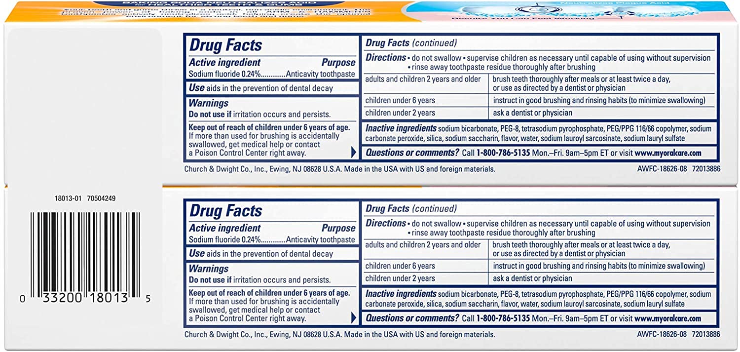 ARM & HAMMER Advance White Extreme Whitening Baking Soda and Peroxide Toothpaste, Fresh Mint, Twin Pack 6 oz (Pack of 2)