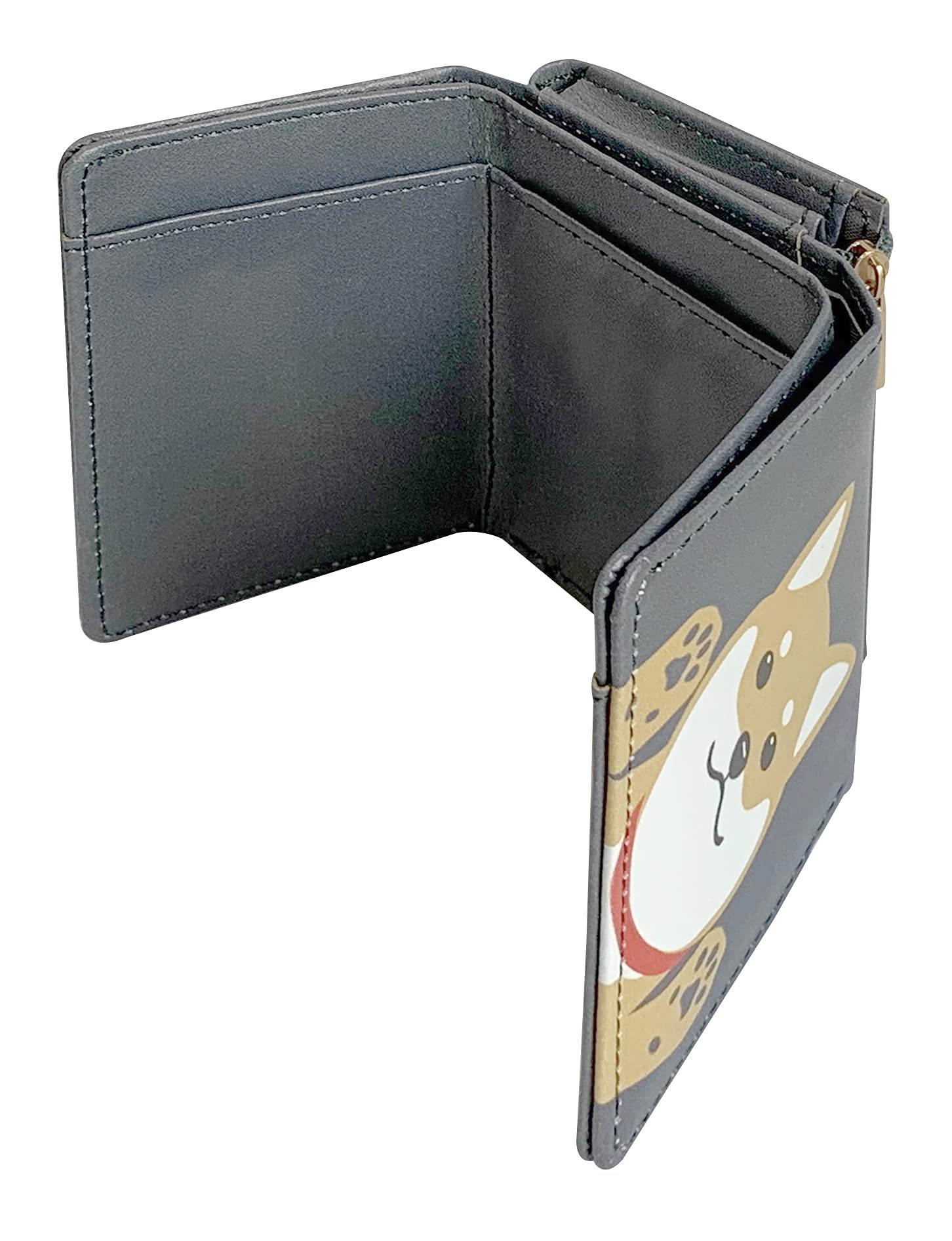 Abeille APA-1606 Mini Wallet, Tri-Fold, Shiba Inu, Khaki, Dog