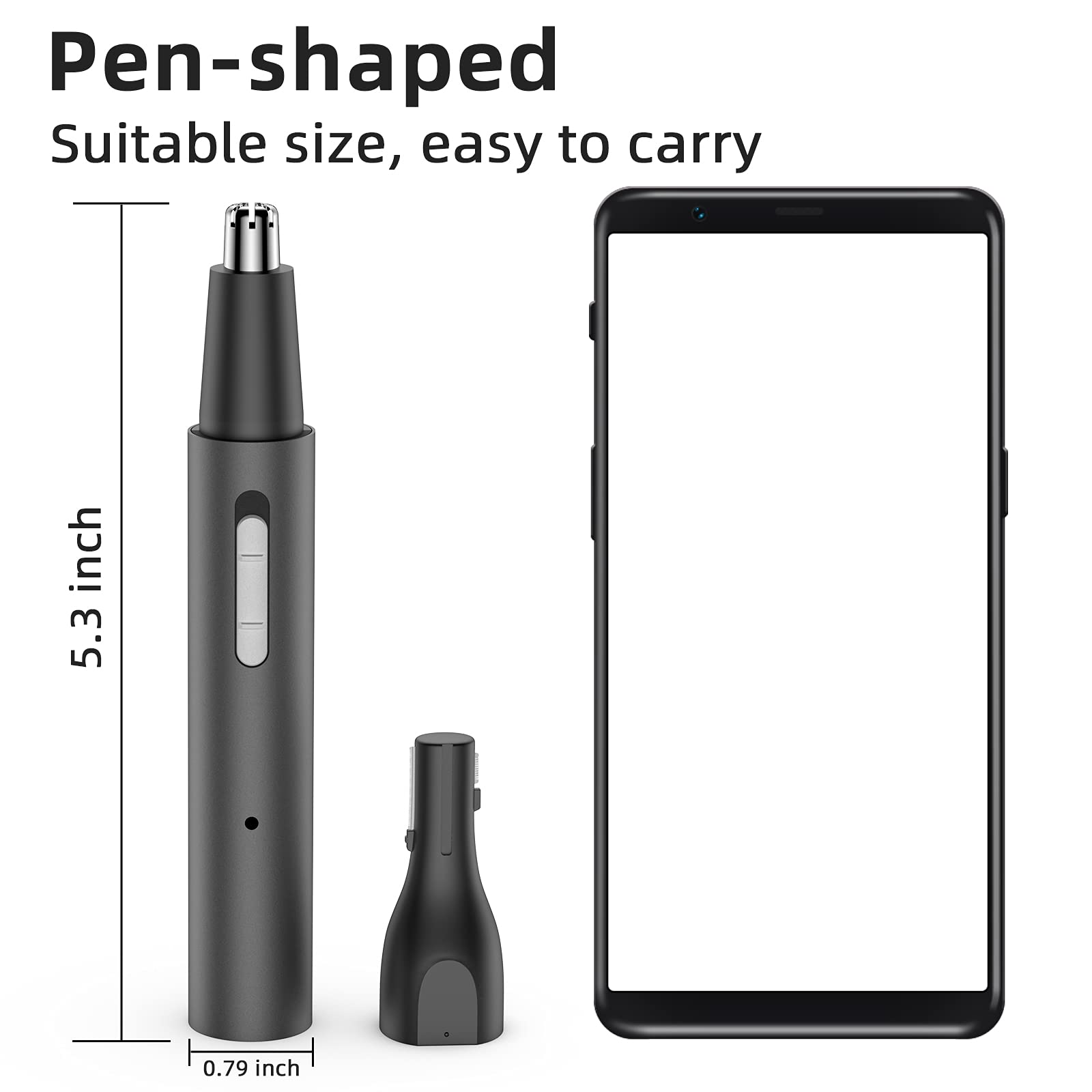 Nose Hair Trimmer and Eyebrow Trimmer, Rechargeable Professional Painless Eyebrow Razor for Ear Beard Hairline, 2 in 1 Metal Trimming Tool, Black