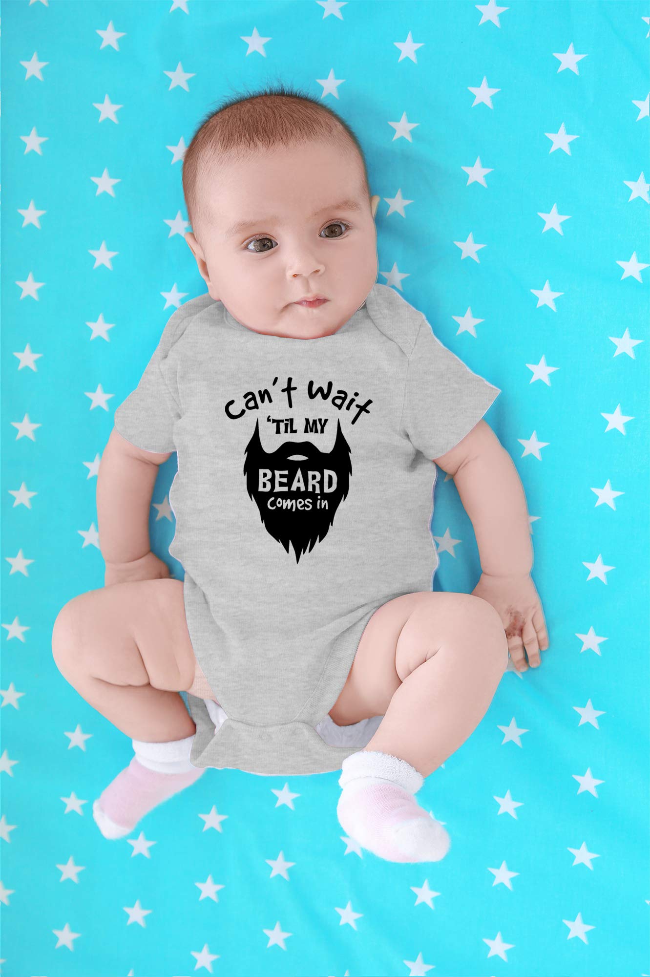CBTwear Can't Wait Til My Beard - Baby Clothes - Funny Newborn Bodysuit Outfits for Boys (6 Months, Heather Grey)