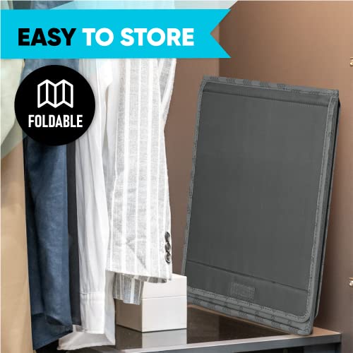 Hula Home Storage Chest (2pc) | Large | Collapsible Polyester Linen Fabric Storage Bins w/Lids | Large Foldable Box Organizer Closet with Cover for Home Bedroom Office Kitchen (Gray)