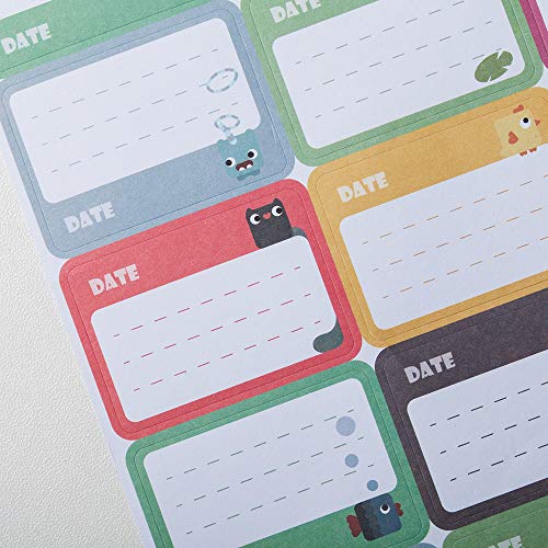 600Pcs Daycare Labels, Removable Write On Baby Food and Bottle Date Labels for Day Care, 12 Animal Designs Cute Stickers, 1.7 x 1.2 Inches