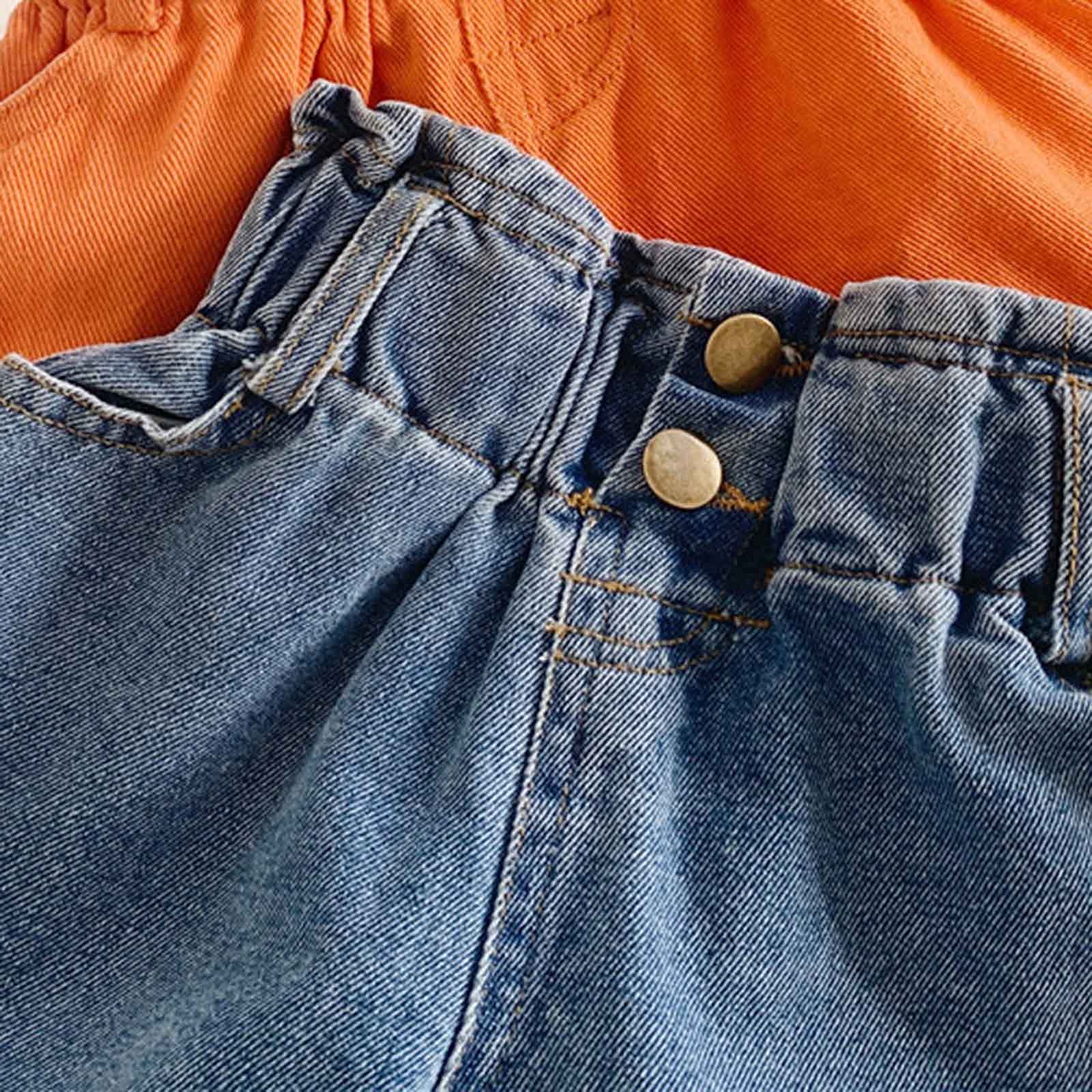 Moru Toddler Baby Girls Casual Denim Shorts Summer High Waisted Jeans Short (Blue, 12-24 Months)
