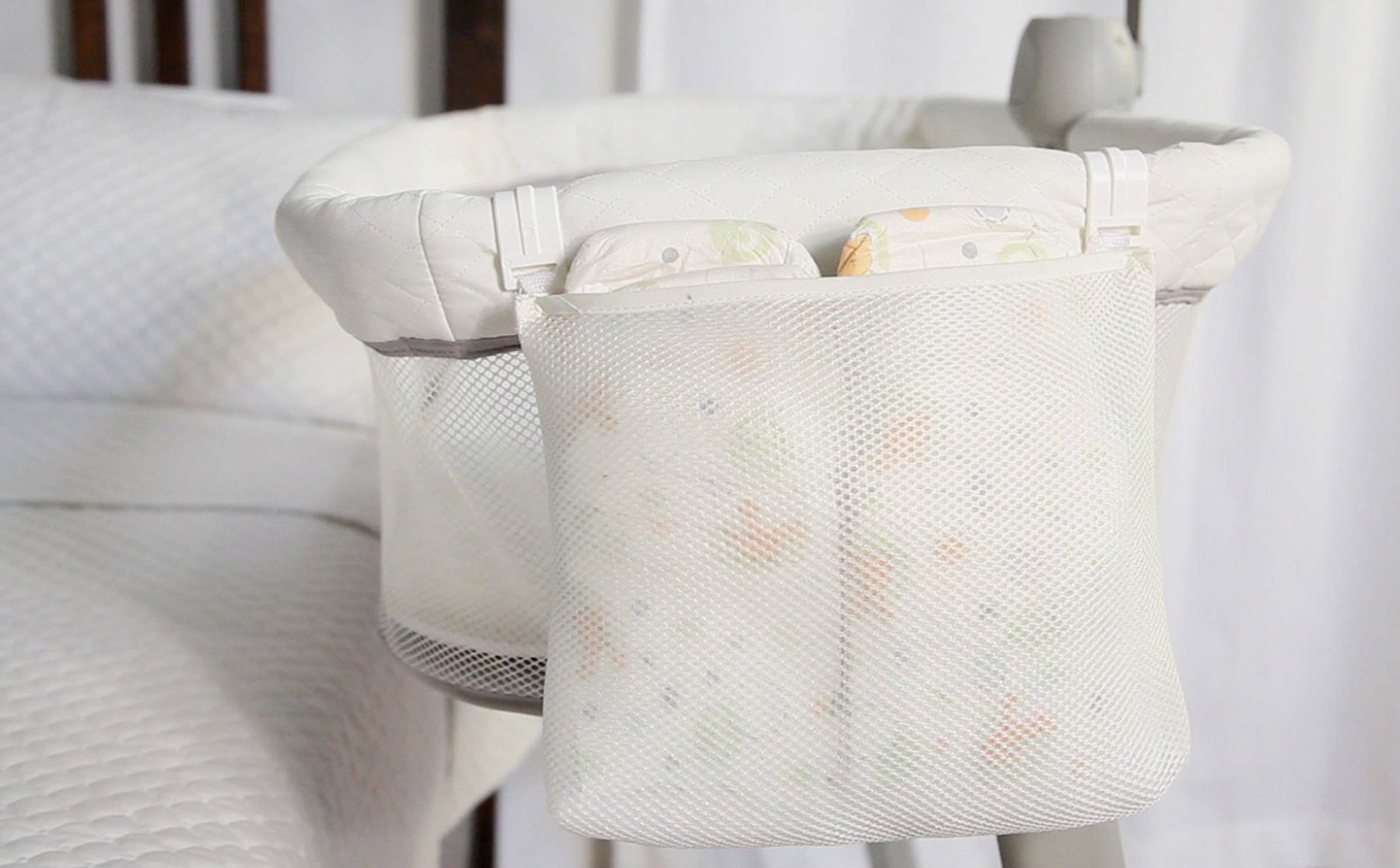 Arm’s Reach Diaper Bag Attachment for Arm’s Reach Versatile, Mini Ezee, Ideal Ezee, and Clear Vue Co-Sleeper Bassinets with Hook-and-Loop Attachment Straps