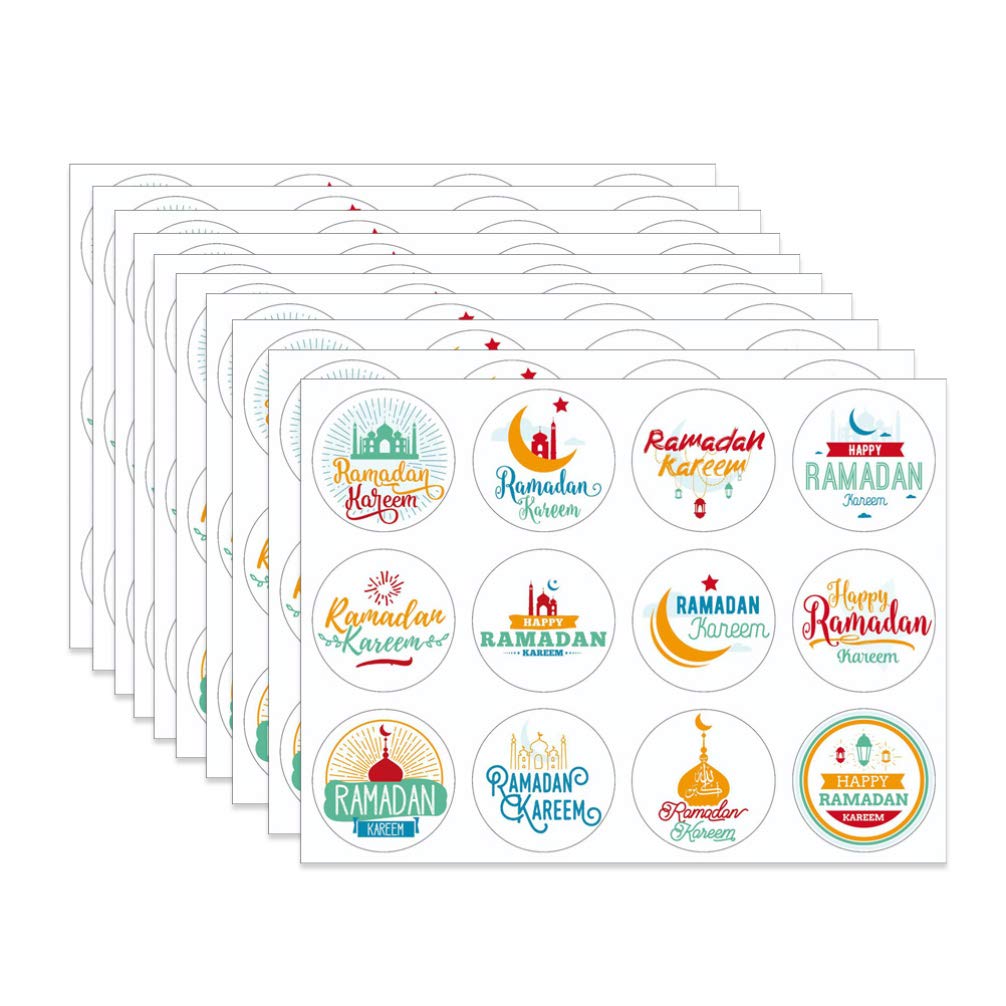 Kisangel 120pcs Eid Mubarak Stickers Ramadan Sticker Set Gift Sticker Adhesive Seal Stickers Ramadan Decorations