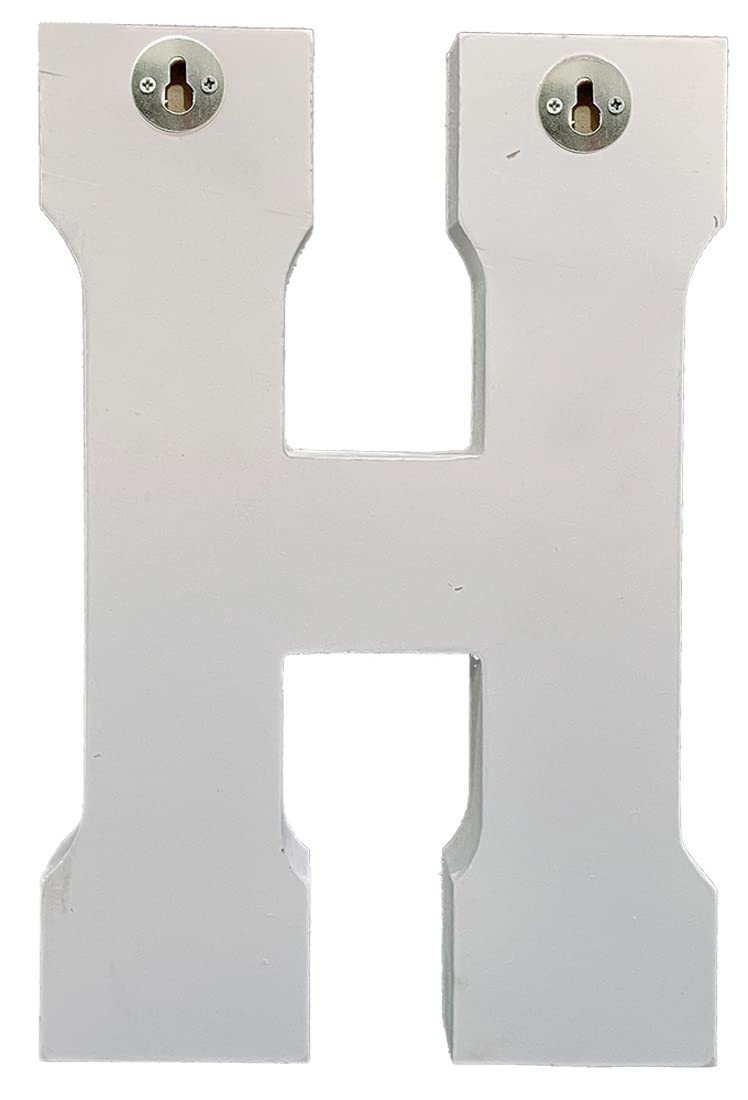 ABELOTS Large Wood Letter Distressed White Wash Alphabet Wall Décor Monogram Letter Alphabet Letters Free Standing Letters Wall Letters (H)