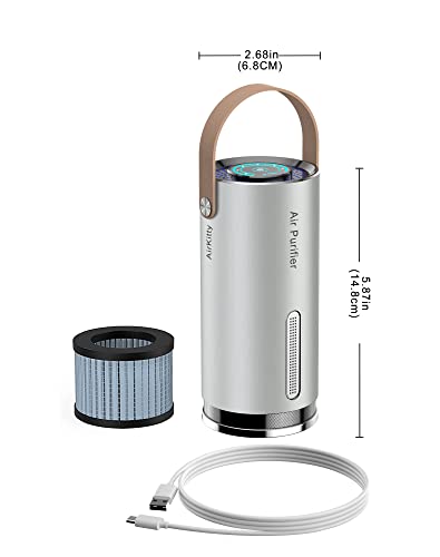AirKitty Car Air Purifier, 3 in 1 Air Purifiers of UVC Light, Plasma Generator, Aviation Aluminum Enclosure,Siutable for Car, Office, Desktop, Small Room and Travel (Silver)