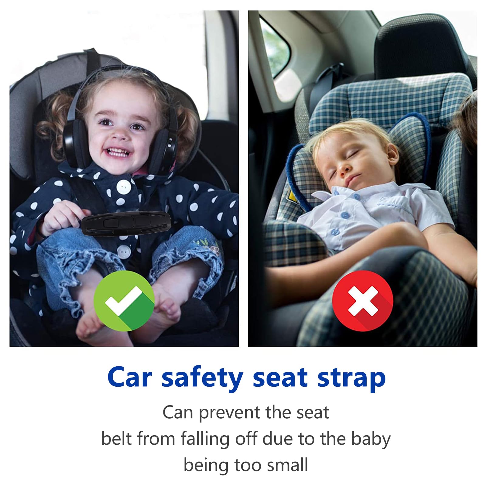 HEALLILY Baby Chest Harness Clip Adjustable Safety Belt Guard Seat Buckle Part 5 PCS (Black)