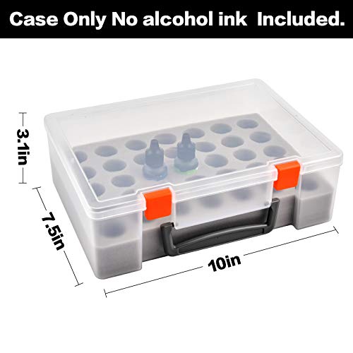 Alcohol Ink Storage Organizer Carrying Case, Holds 35pcs 0.35oz, 0.5oz Bottles of Alcohol Ink Set/for Stickles Glitter Glue/for Glossy Accents/for Reinkers, Paint Travel Box Container (Case Only)