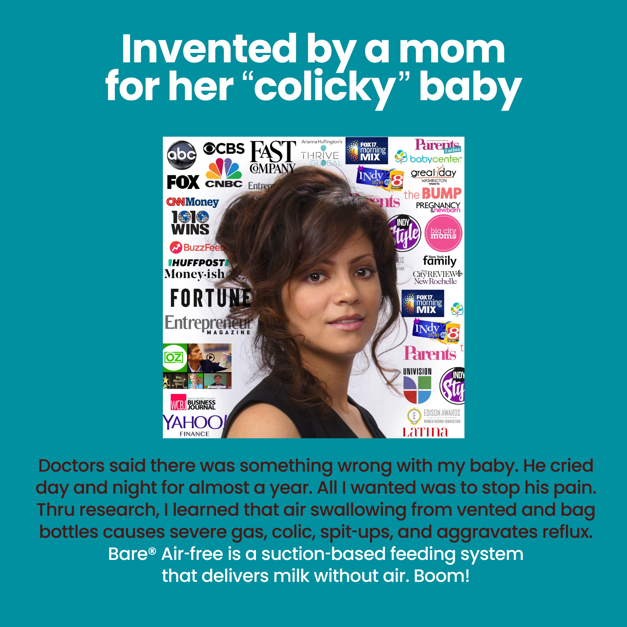 Bare Air-Free Starter Set feeding system with Easy-latch (for baies fed with baby bottles) by Bittylab. Airfree technology cuts down on reflux, colic, gas, fuss & sleep troubles. Easy instructions.