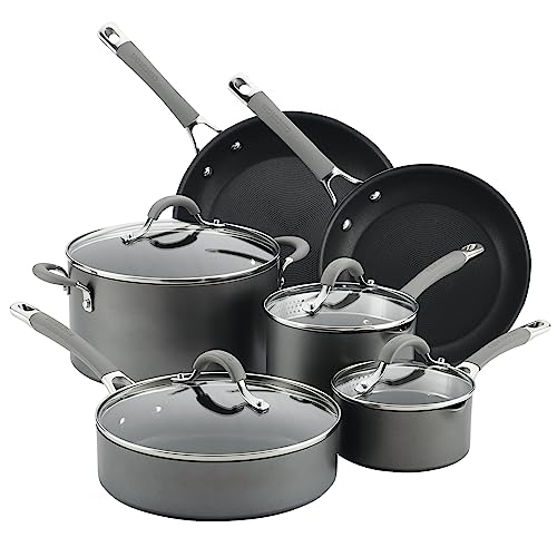 Circulon 84564 Elementum Hard Anodized Nonstick Cookware Set / Pots and Pans Set - 10 Piece, Gray