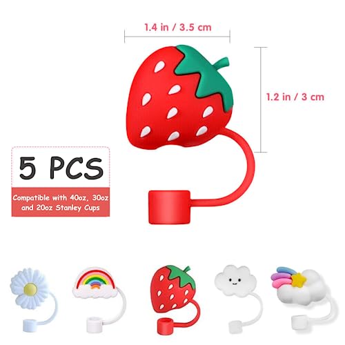 5 Pieces Stanley Straw Cover for Stanley Cup, Straw Covers Compatible with Stanley 30&40 Oz Tumbler, Straw Topper For Stanley Cup, Straw Cover For Reusable Straws, 0.4 inch Stanley Straw Cover