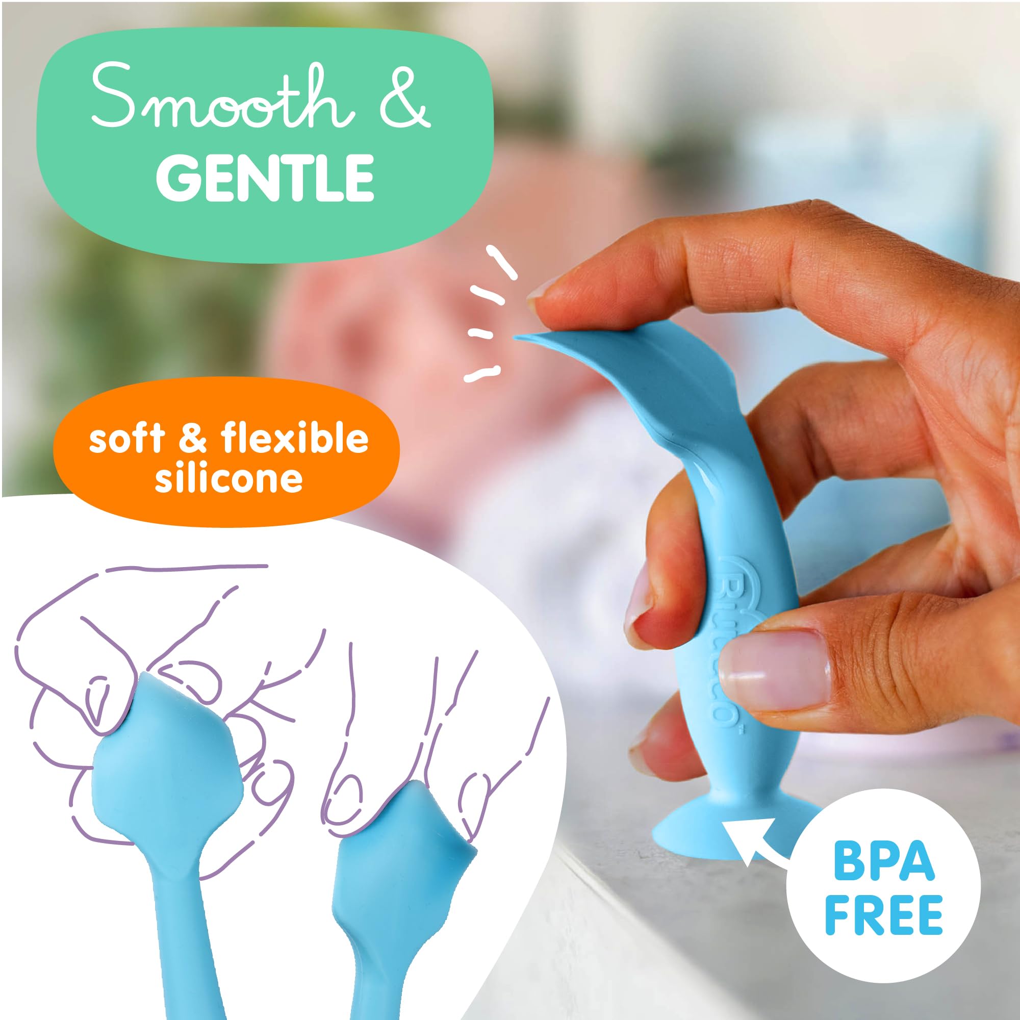 Bumco Baby Bum Brush + Mini Diaper Cream Spatula with Case - BPA-Free Butt Spatula Baby, Soft Diaper Spatula, Baby Diaper Cream Applicator, Mom-Invented Diaper Bag Essentials, Butt Spatula
