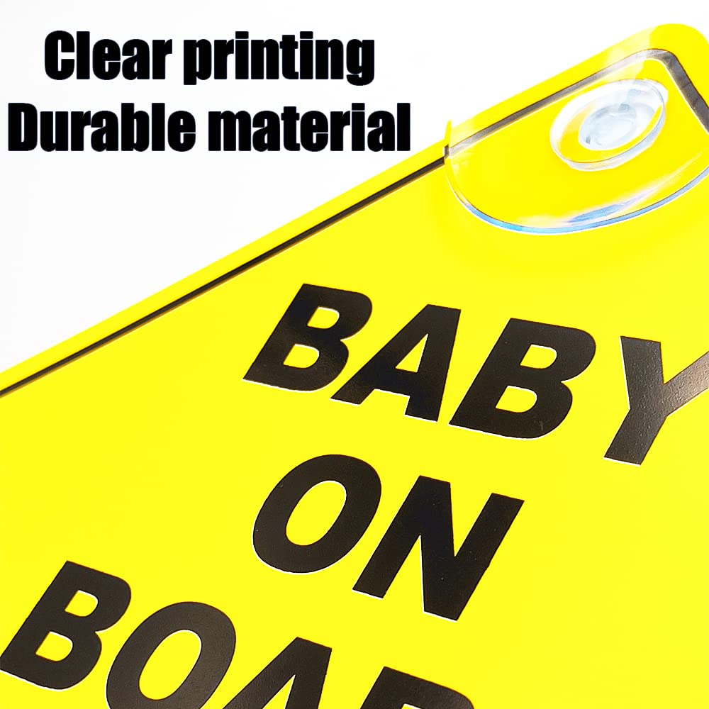 2 Pics Baby on Board Stickers for Car,PP Material Thickened Double Suction Cup car Stickers, Baby Warning Stickers,Decals for Cars