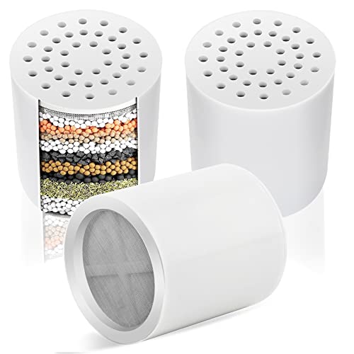 3 Pack 15 Stage Replacement Shower Filter Cartridge for Hard Water, High Output Universal Shower Head Filter Remove Chlorine and Fluoride, Shower Water Softener Improve Skin & Hair