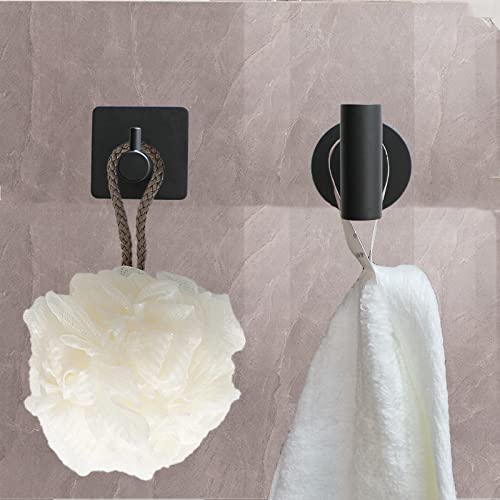 8 Packs Adhesive Towel Hooks - Stainless Steel Bathroom Hook, Wall Towel Hooks Heavy Duty Adhesive Hooks for Bathroom Kitchen Garage Home Hotel Office (Black)